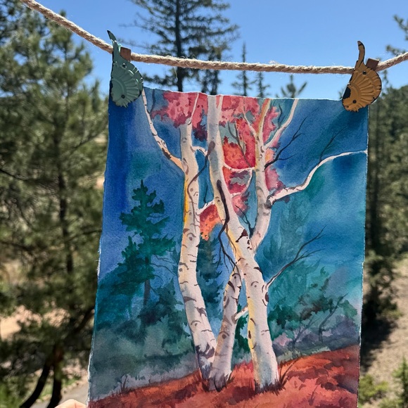 Art | Vibrant Watercolor Painting Of Aspen Birch Trees Rustic | Poshmark